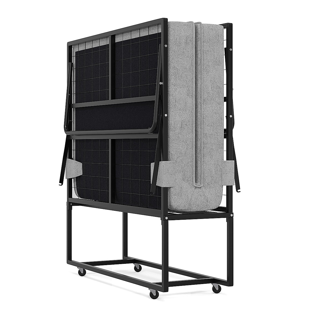 SKKTKT Folding Bed with Mattress, 75" x 39" Twin Size Bed Frame, Portable Foldable Roll Away Adult Bed for Guest, Platform Bed with Fold-up Metal Frame for Bedroom, Living Room, Dorm