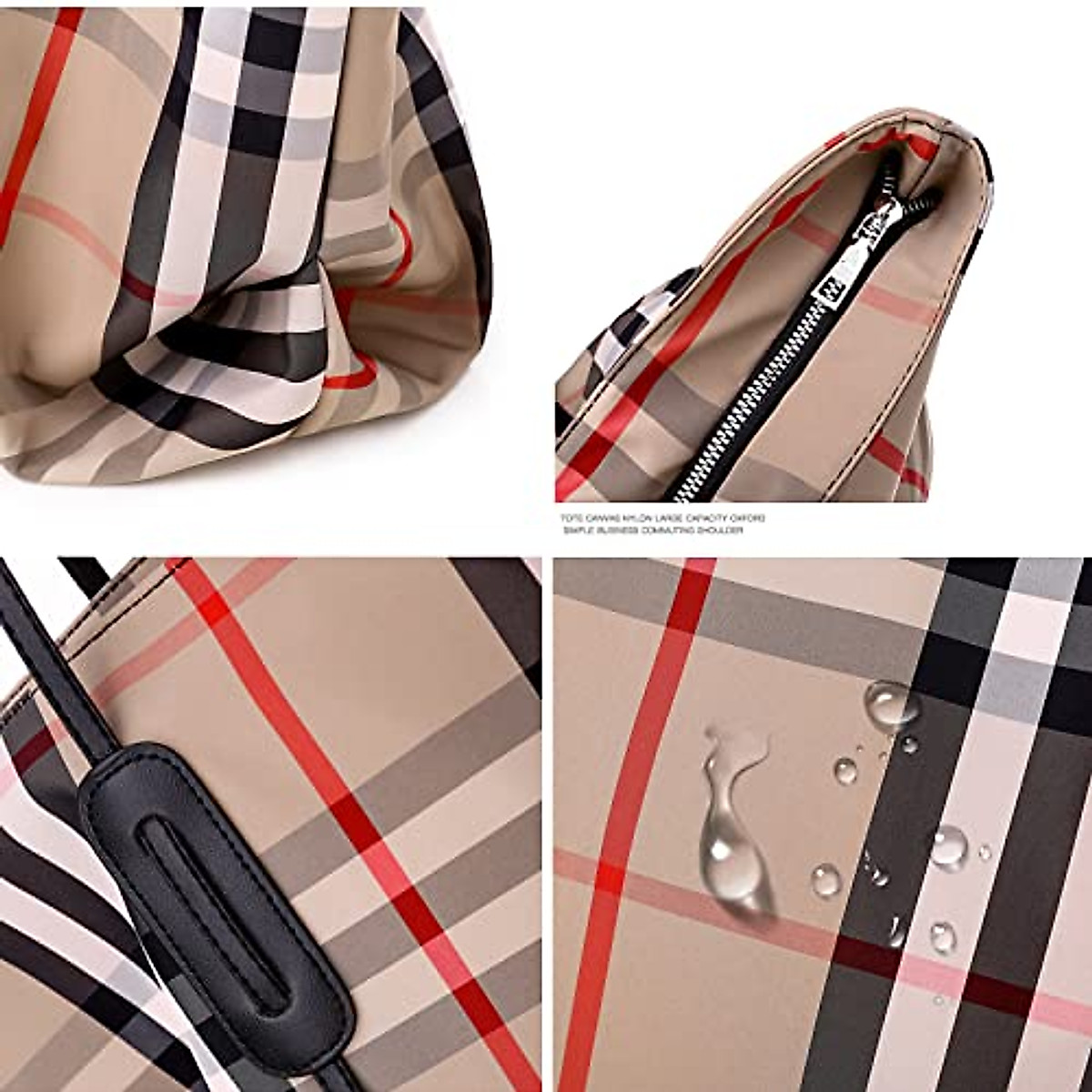 Handbags for Women, Canvas Fashion Shoulder Bag, Tote Bag Purse Top Handle Hobo Handbag,Stripes Style Large Capacity Purse Fashion Satchel with Zipper (Checkered Khaki)