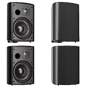 Herdio 6.5 Inches Outdoor Speakers Wired Waterproof Passive,Wall Mount Speakers with 800 Watts Powerful Bass for Home Patio Garden Covered Deck,All-Weather Durability,Black(2 Pairs)