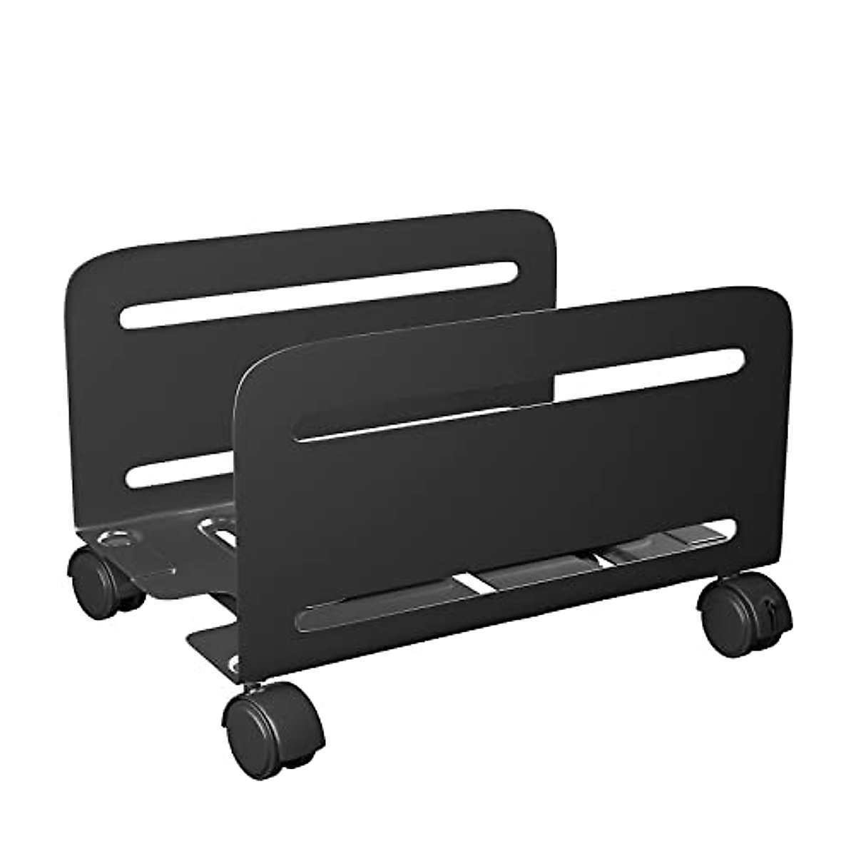 CPU Stand, Computer Tower Stand with 2 Locking Wheels and 2 Caster Wheels, UPC Steel Rolling Stand Computer Stand for Desktop Tower (Black)