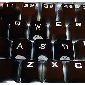 Replacement WASD Arrow Keycaps UV Coating Backlit Double Shot Keycap OEM Profile for Cherry MX Switch Gaming Mechanical Keyboard (8 Keys WASD+Arrow)