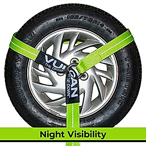 VULCAN Car Tie Down with Snap Hooks - Lasso Style - 2 Inch x 96 Inch - 4 Pack - High-Viz - 3,300 Pound Safe Working Load