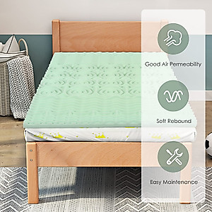 Giantex 3 Inch Mattress Topper, Mattress Pad for All-Night Comfy, 5-Zone Bed Topper, Pressure Relief Mattress, Dorm Foam Topper (Twin)