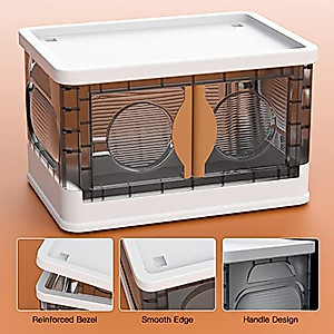 Storage Bins with Lids, 10.6 Gal Closet Organizers, Collapsible Storage Bins, Stackable Folding Storage Box, Dorm Storage Bins with Lids and Doors