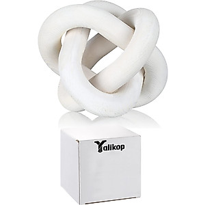 Yalikop 3 Link Wood Knot Decor - Hand Carved Coffee Table Decoration, Boho Chain Link Decor, Modern Shelf, Rustic Objects for Home Living Room Bedroom(White)