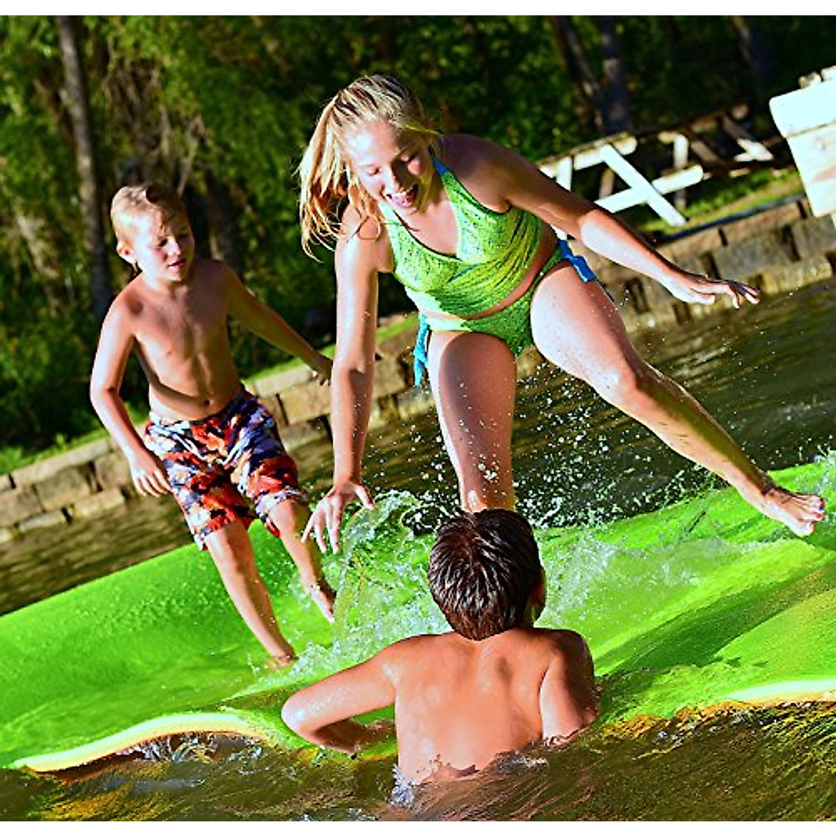 Rubber Dockie RD18OGT2 Floating Pad Foam Water Mat – 18 ft. x 6 ft., Green/Orange