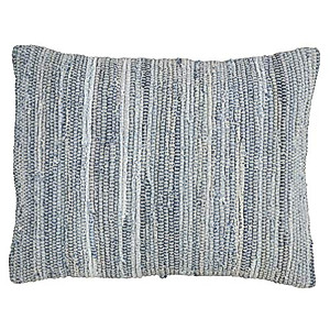 SARO LIFESTYLE Denim Chindi Throw Pillow Cover, Denim, 16"x23"