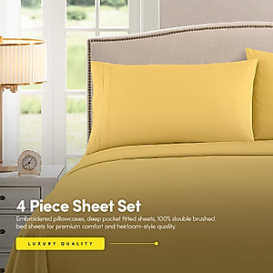 1500 Supreme Collection Queen Sheet Sets Yellow - Luxury Hotel Bed Sheets and Pillowcase Set for Queen Mattress - Extra Soft, Elastic Corner Straps, Deep Pocket Sheets, Queen Yellow