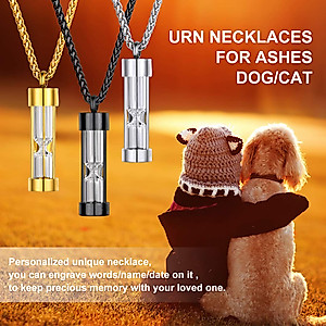 Richsteel Black Hourglass Cremation Jewelry for Ashes Grandma Husband Dog Urn Pendant Necklace with Spiga Chain 22''
