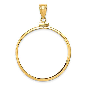 Wideband Distinguished Coin Jewelry 14k Polished 32.7mm x 3.00mm Screw Top Coin Bezel Pendant QC1885/32.7