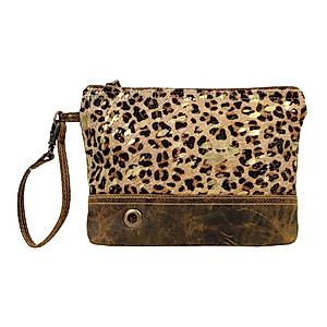 Myra Bag Pouch Delight Canvas And Cowhide Bag Upcycled Canvas, Leather & Cowhide S-2582