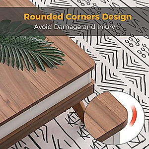 Bidiso Lift Top Coffee Table, Easy-to-Assembly Center Table with Hidden Storage Compartment, Modern Lift Tabletop Dining Table for Living Room Reception/Home Office, Walnut