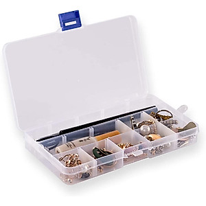 YukaBa 2 Pack 15 Grids Plastic Small Crafts Storage Boxes with Adjustable Dividers (6.7" × 3.9" x 1")