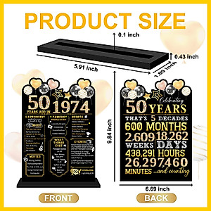 50th Birthday Decorations, 1974 Black Gold Fifty Birthday Party Decorations, Fifty Birthday Decor, Double Sided Back in 1974 Table Sign, 50th Birthday Wedding Anniversary Decorations for Man Women