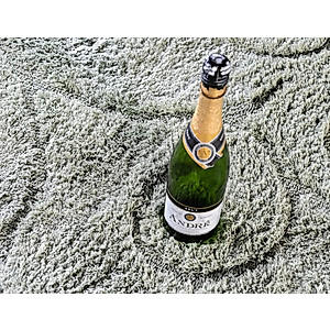 Unique Loom Floral Shag Collection Area Rug-Carved, 4 ft x 6 ft, Green