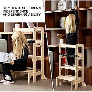 Scolyk Learning Tower for Toddlers 1-3 ：Toddler Tower Kitchen Helper Stool for Toddlers，Toddler Kitchen Stool Helper，Toddler Step Stool Kitchen Helper，Toddler Stool for Kitchen Counter