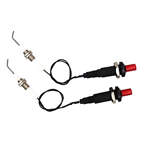 METER STAR Gas Grill/Range/Heater/Grill Igniters,Push Button Piezo Igniter with Threaded Universal Ceramic Electrode Ignition Spark Plug Wire Long 11.8” Electronic Device Set of 2