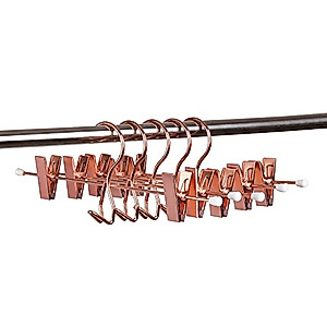 HUMIA 14 Inch Rose Gold Add-on Metal Pant Skirt Hangers 12 Pack, Multi Stackable Add on Copper Slacks Trouser Hangers with Adjustable Clips, Space Saving Hanger for Clothes (Rose Gold,12)