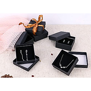 dedoot Kraft Jewelry Boxes, Pack of 30 Square Cardboard Jewelry Gift Box 2.8x2.8x1.2 Inch Small Necklace Ring Earring Kraft Box for Jewelry Set with Velvet Cushion, Black