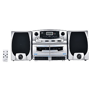 Supersonic SC-2121BT Bluetooth Entertainment Audio System, Bluetooth 5.0, op Loading MP3/CD Player, AM/FM Radio, USB Input, Double Cassette Recorder, High-Performance Detachable Speakers, AC/DC