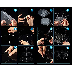 2 Pcs Acrylic Cupcake Stand Including 3 Tier Clear Dessert Tower Holder Display 1 Tier Round Cupcake Holder Stand with Base Reusable for Wedding Baby Shower Party Noted Remove the Surface Film (Clear)