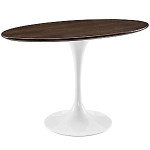 Modway Lippa 48" Mid-Century Modern Dining Table with Oval Top in Walnut