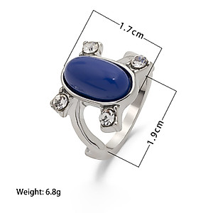 HMOOY Daylight Ring, Silver Elena'S Daylight Ring Blue Sapphire Elena Gilbert Cosplay Ring Tvd Jewelry For Fans Size 6-10 (Blue, 10)