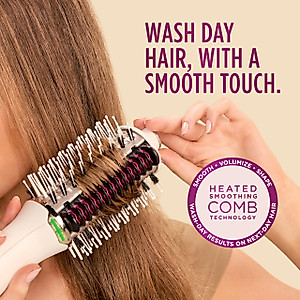 Shark HT202 SmoothStyle Heated Comb + Blow Dryer Brush, Dual Mode, for All Hair Types, Silk