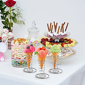 ZEAYEA 8 Pack Ice Cream Cone Holders, Stainless Steel Waffle Cone Holders, Pizza Cone Holders, Food Cone Display Stands for Kitchen Restaurant Party Supplies