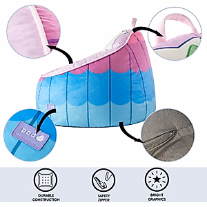 Idea Nuova Gabbys Dollhouse Hillside by pod Plush Kids Bean Bag Chair, 24"x24"x25", Ages 3+