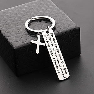 MAOFAED Inspiration Gift For God Has Not Given Us A Spirit of Fear Religious Jewelry Bible Verse Keychain