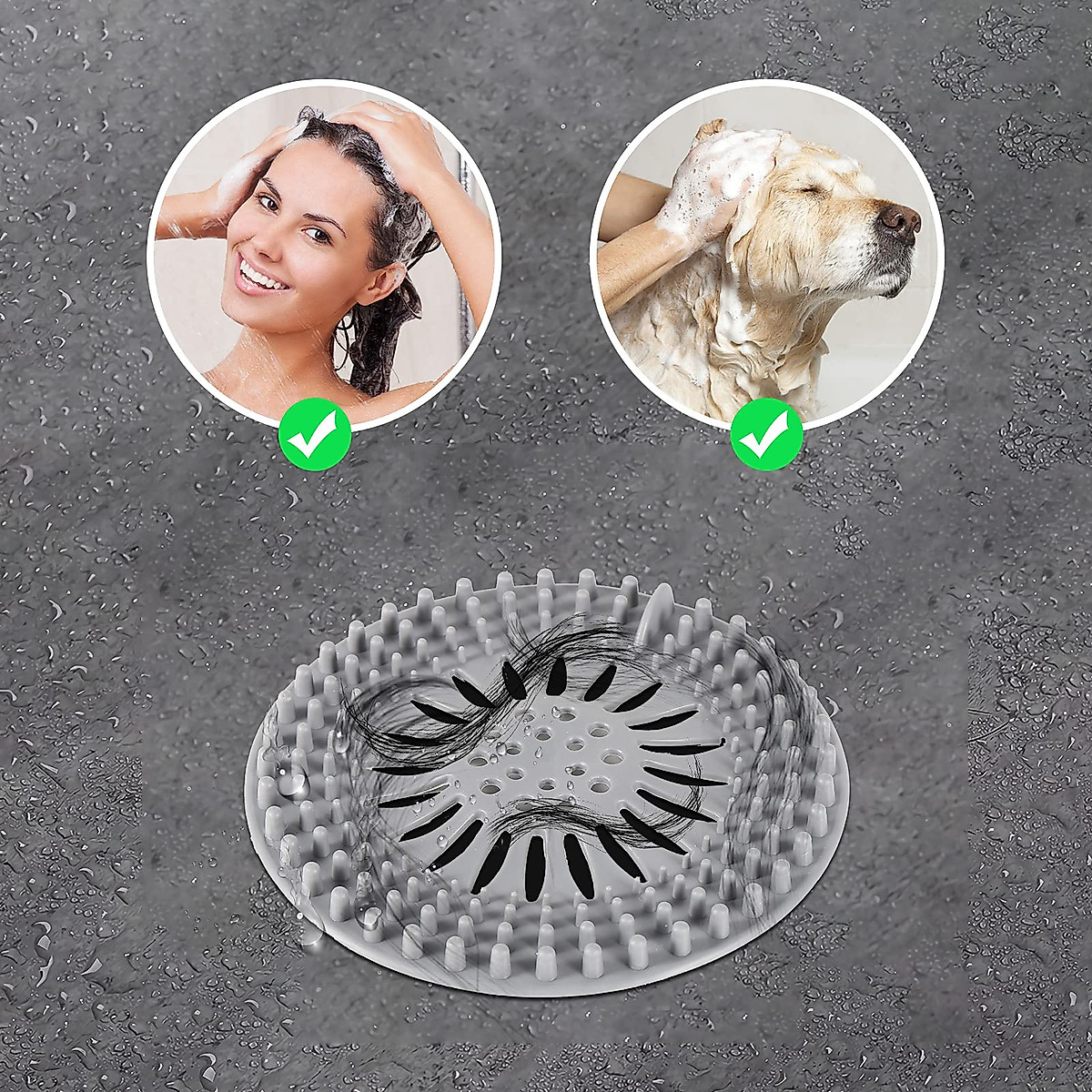 Uigos Hair Catcher Durable Silicone Hair Stopper Shower Drain Covers Easy to Install and Clean Suit for Bathroom Bathtub and Kitchen 4 Pack
