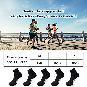 Gonii Ankle Socks Womens Athletic Thick Cushioned Running Hiking Crew Socks 5-Pairs (Black)
