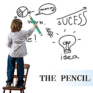 Bercoor 5 Pieces 13.1 Inch Wooden Jumbo Pencils for Props Gifts Decor, Fuuny Big Novelty Pencil with Eraser and Cap Wood Giant Pencil for Schools and Home Kids Writing