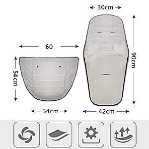 LEMESO Bunting Bag for Baby, Universal Bunting Bag, Removable Stroller Sleeping Bag Cold Weather,Soft Fleece Lined Footmuff, Fits Most Stroller Pram, Perfect for Baby, Toddler,Grey Color