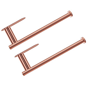 Paper Towel Holder Under Cabinet, New Upgrade Double Rod Bearing Self-Adhesive or Drilling Wall Mounted Paper Towels Rolls Holder for Kitchen,Rose Gold(2 Pieces