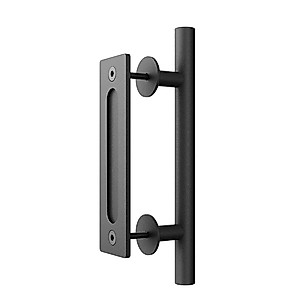sgzyl 12in Sliding Barn Door Handle Stainless/Carbon Steel Flush Pull Set Pull Handle Heavy Duty Wood Interior Door Hardware (Color : D, Size : 12in)