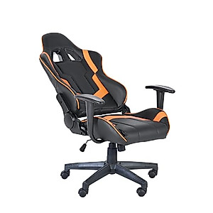 FurnitureR Reclinable Gaming Chair Ergonomic High Back Swivel Home Office Desk Seating Height Adjustable for PC Computer Writing and Working, Orange