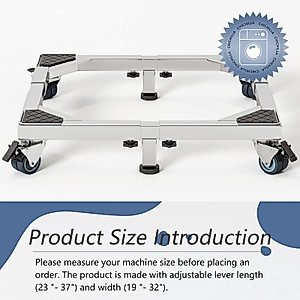 Chinchilla Heavy Duty All Stainless Steel Mobile Fridge Stand Base, Washing Machine Stand with Wheels, Adjustable Furniture Dolly for Washer, Refrigerator and Dryer（Large