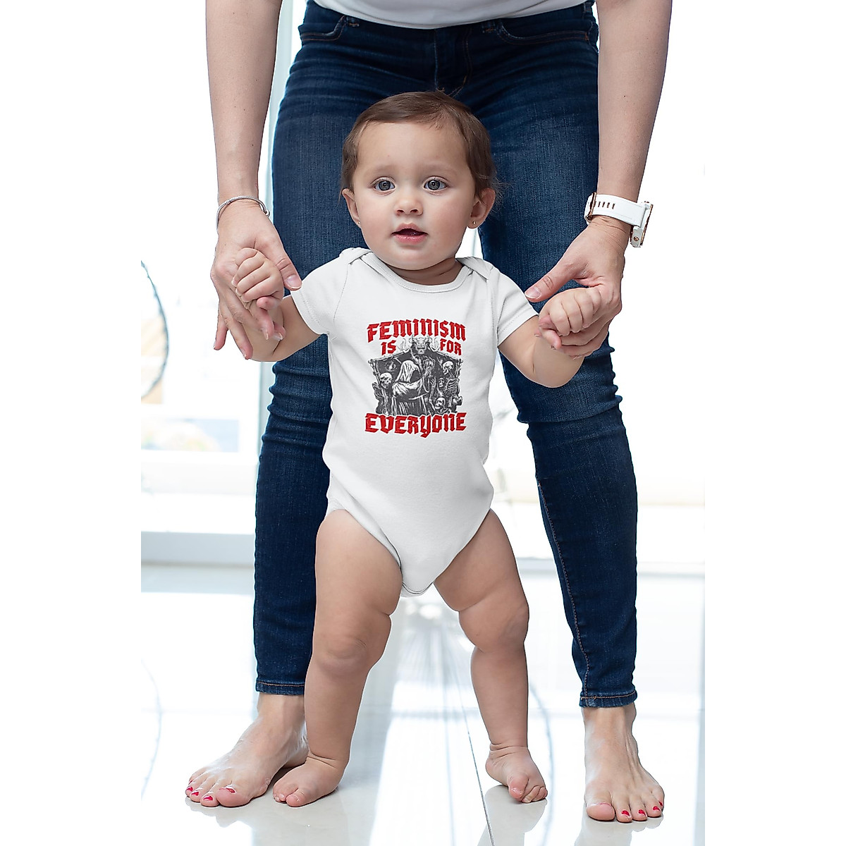 Pop Threads Feminism is for Everyone Metal Punk Emo Goth Infant Baby Boy Girl Bodysuit Black 6M