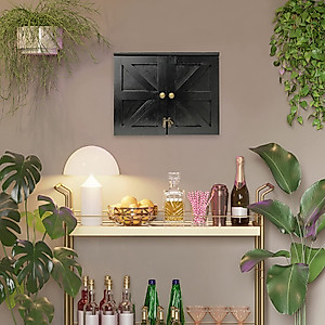 Excello Global Products Barndoor Bartender Cabinet with 10 Piece Bar Tool Set: The Perfect Kit for Home Bartenders (Black)