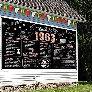 Large 60th Birthday Banner Backdrop Decorations for Women, Rose Gold Back in 1963 Happy 60 Birthday Sign Poster Party Supplies, Sixty Bday Photo Background Decor for Outdoor Indoor