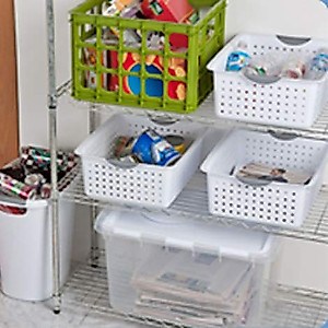 Sterilite Large Ultra Plastic Household Storage Bin Organizer Basket, White