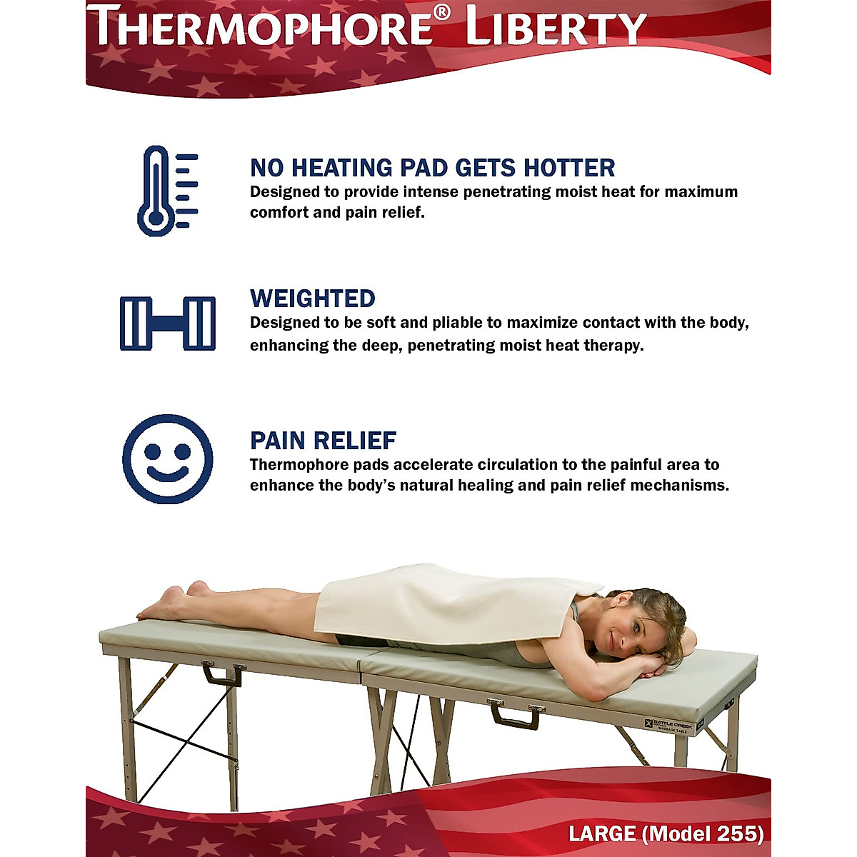 Assembled in The USA- Thermophore Liberty Plus - Moist Heating pad for Arthritis, Back, Neck, Shoulder Pain and Cramps Relief - Electric with auto Shut Off, Large 14" x 27"
