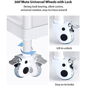 Mobile Trolley Cart, 2 Tier Heavy Duty Rolling Utility Cart with 360° Rotate Wheels, Medical Mobile Trolley Cart with Dirt Bucket & Drawer Spacious Beauty Salon Rolling Cart