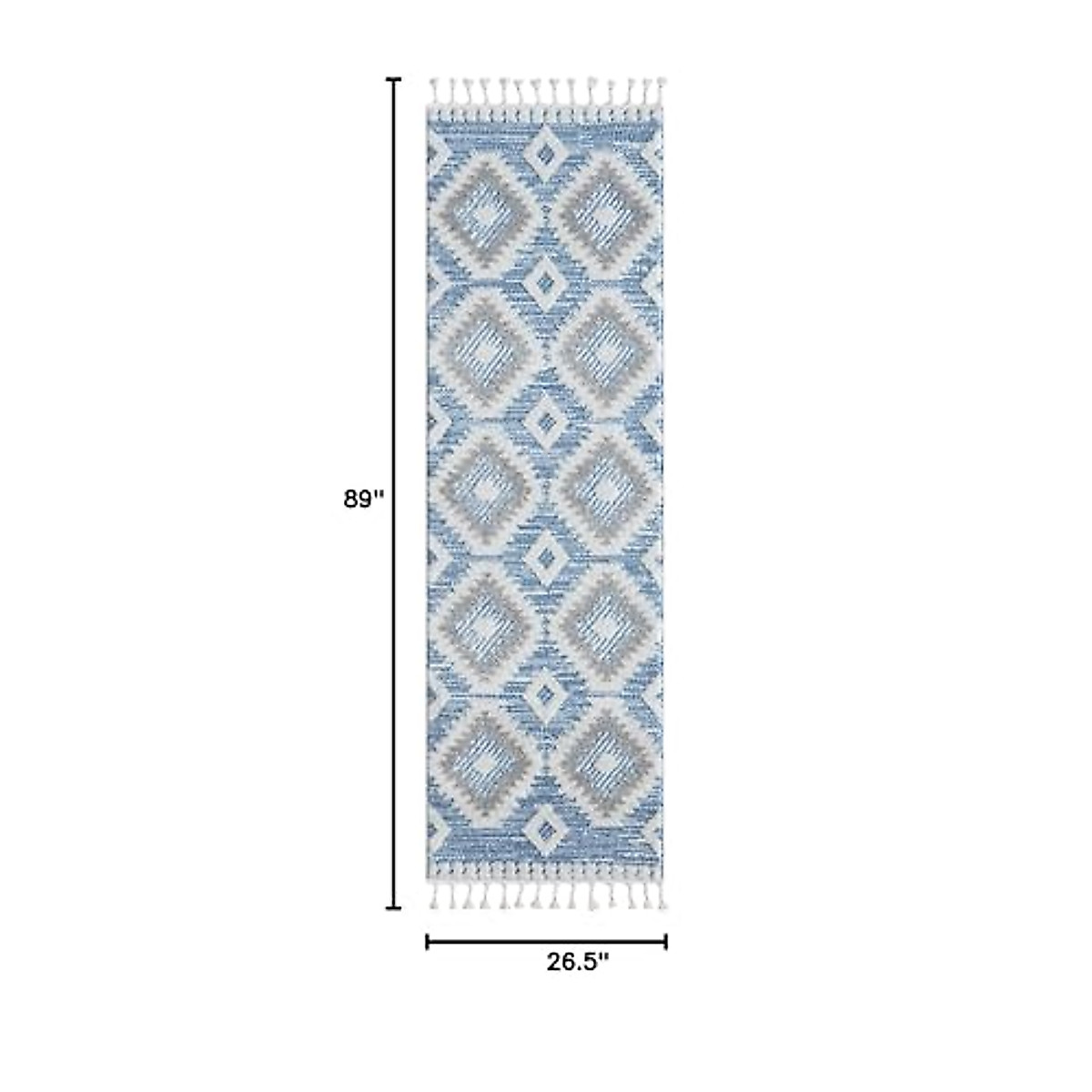 LUXE WEAVERS Ibiza Collection Blue Moroccan Geometric Area Rug 2x7