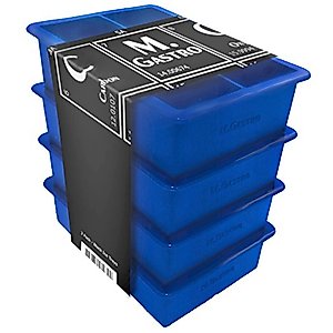 Silicone Ice Cube Tray (Set of 4) by M.Gastro Kitchens, Enough to Make 24 Extra Large Ice Cubes at One Time, Space Saving, 6 Cavity Design (Midnight Blue)