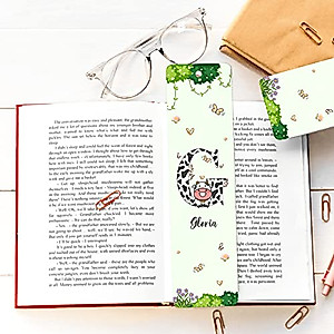 GOLEEX Personalized Initial Bookmark Cow Magnetic Bookmarks Customized Name Letter Page Markers Cute Reading Gifts for Book Lovers Kids Students Women Teens Adults at Christmas