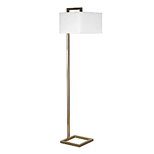 Grayson 68" Tall Floor Lamp with Fabric Shade in Brass/White