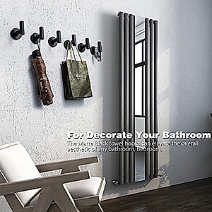 Towel Hooks, 2 Pack Matte Black SUS304 Stainless Steel Wall Mounted Coat Robe Clothes Hooks, Heavy Duty Robe Shower Towel Hanger for Bathroom Kitchen Living Room Bedroom Office
